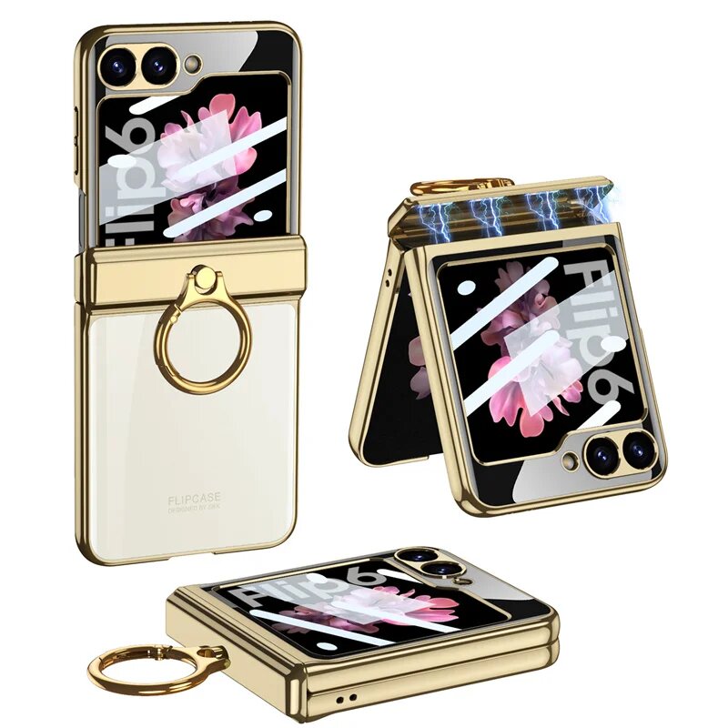 Чехол для Samsung Galaxy Z Flip 6 Gold с держателем