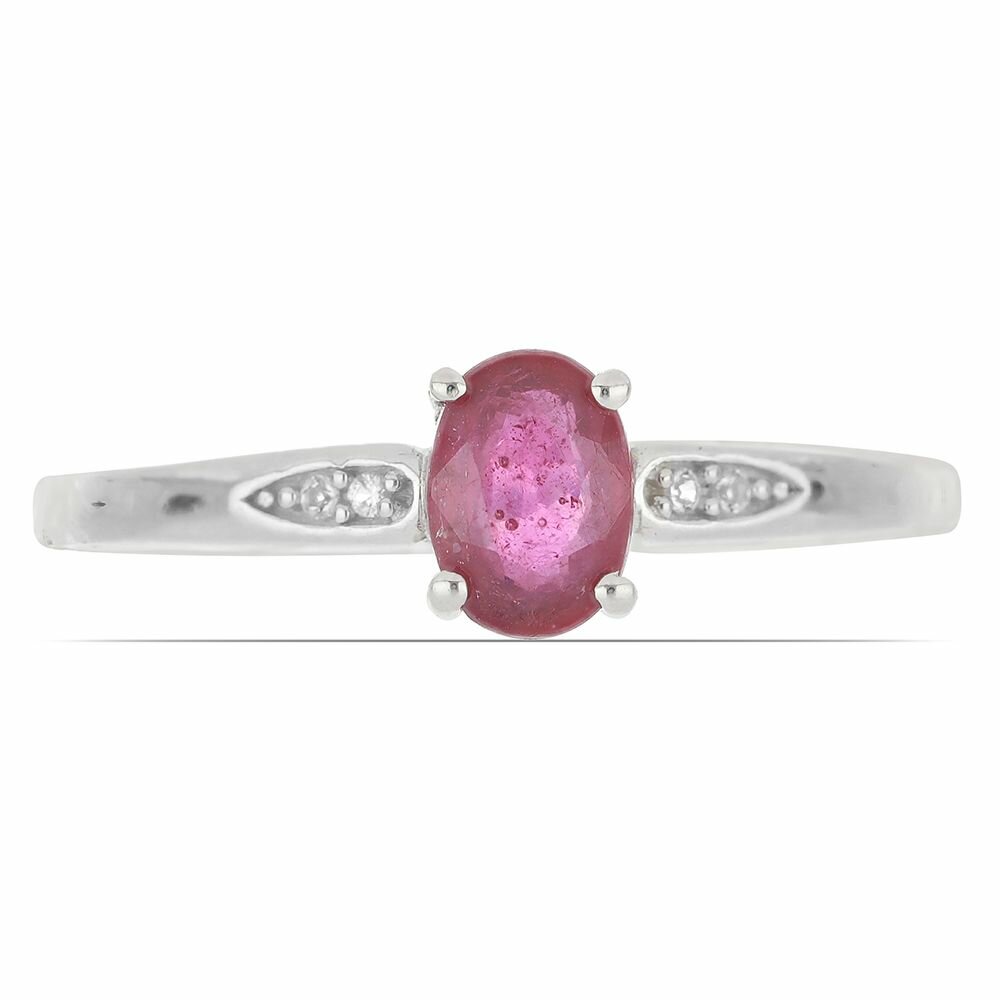 Кольцо, серебро, 925 проба, родирование, топаз, рубин