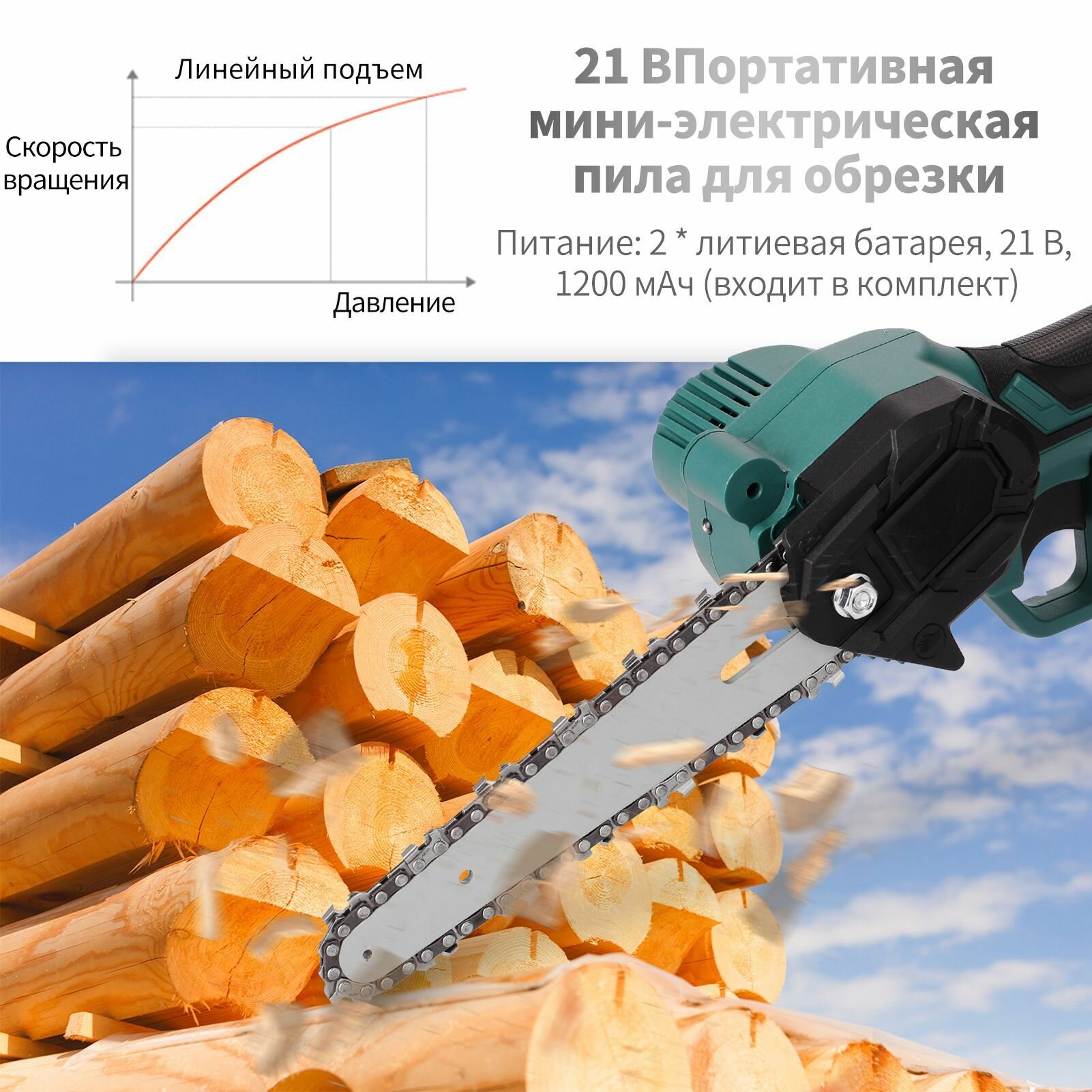 Цепная электропила,220 В,6-дюймовая, одноручная