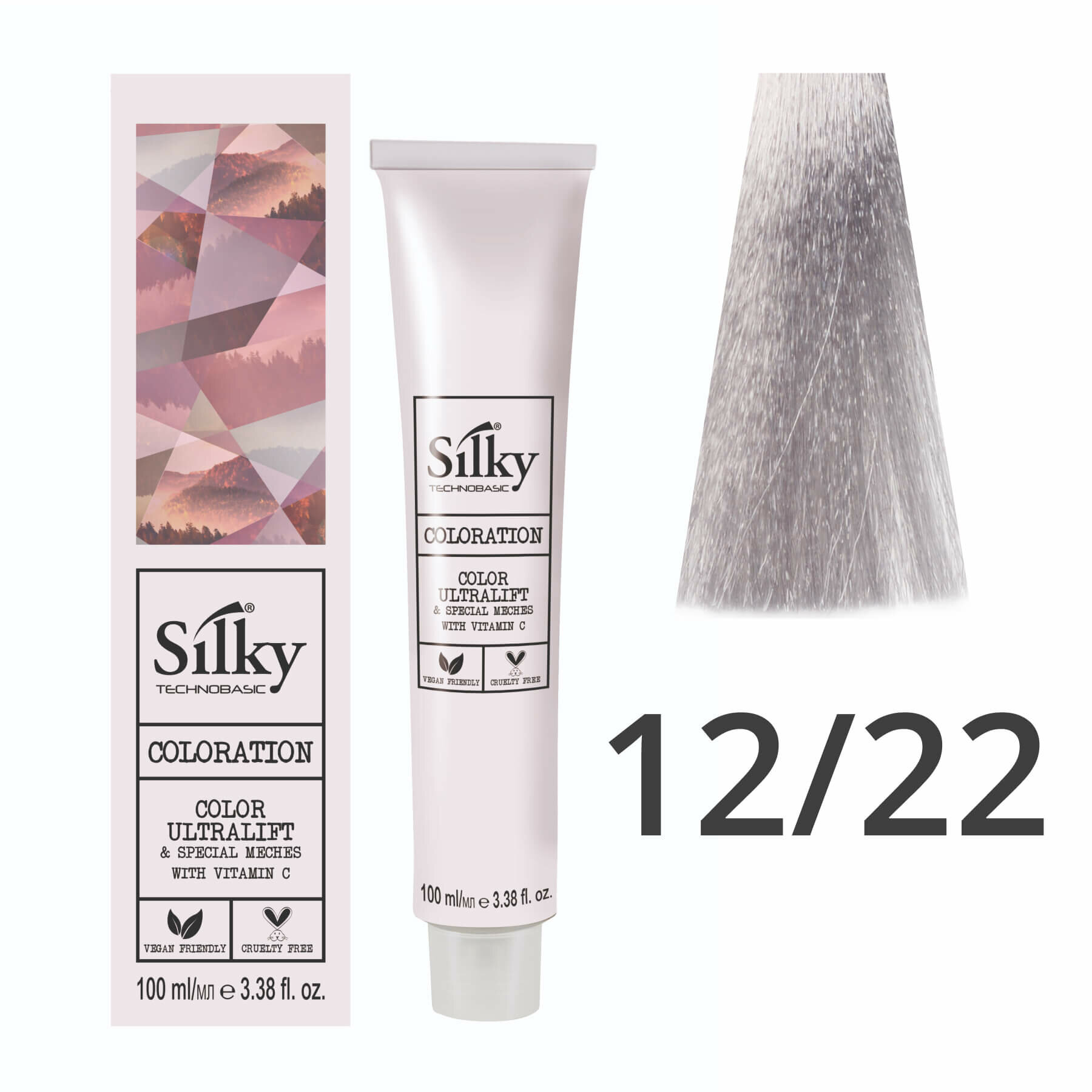 Краска для волос осветляющая профессиональная Silky Color Vive/Ultralift 12/22 Супер блонд Перламутровый, 100 мл