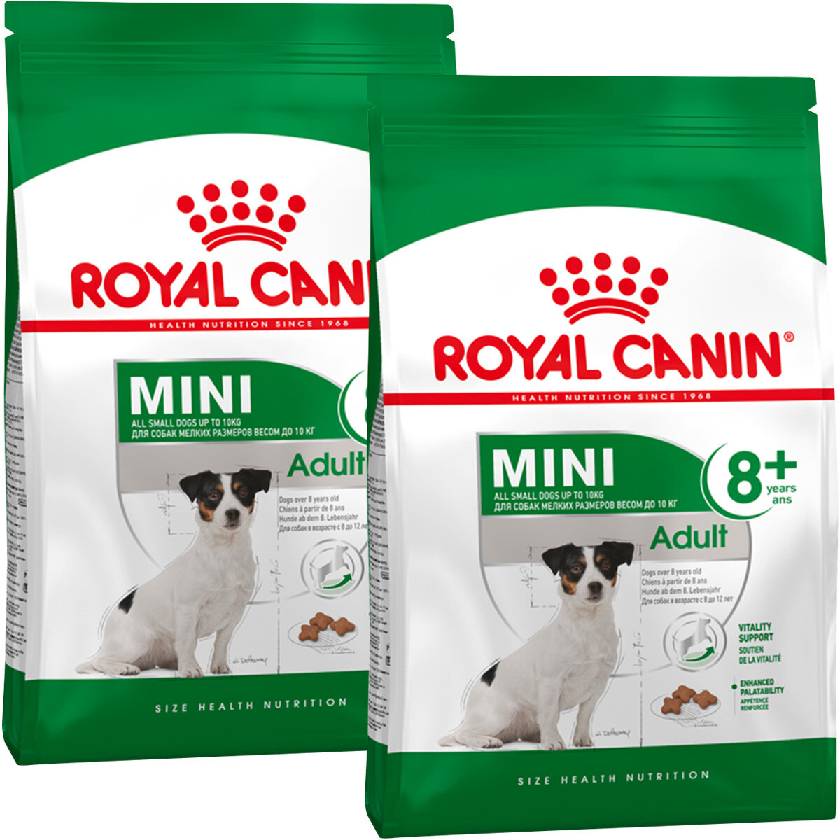 Корм сухой Royal Canin Mini Adult 8+ для пожилых собак маленьких пород, старше 8 лет, 2 кг х 2 шт