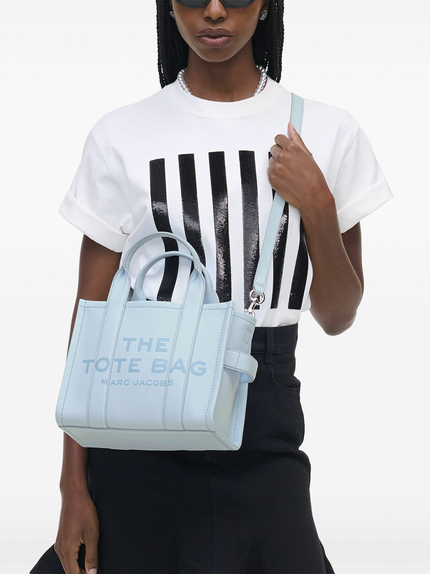 Сумка MARC JACOBS The Leather Small Tote, синий — фото 1