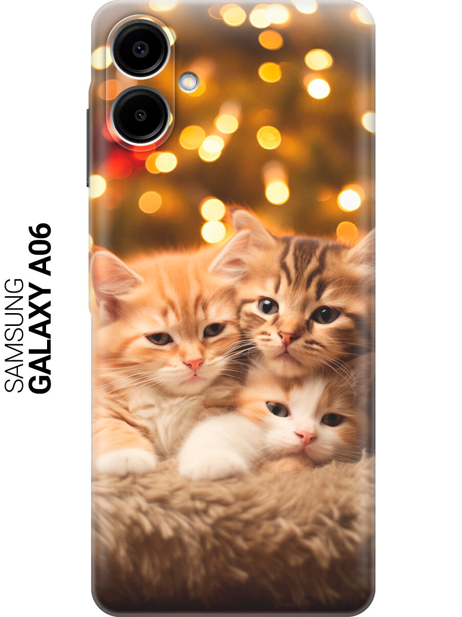 Силиконовый чехол на Samsung Galaxy A06 с принтом "Котята и Новый Год"