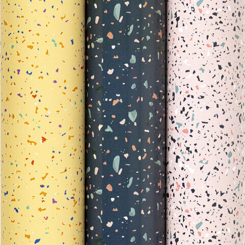 Бумага упаковочная мелованная набор 3 шт, "Terrazzo", 70х100 см, 3 дизайна, золотая сказка, 592066