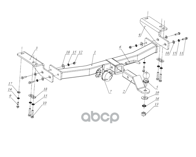 Фаркоп с хромированной накладкой Toyota Land Cruiser Prado 2010-2023, Toyota Land Cruiser Prado 120 2002-2010 (3 точки крепле.