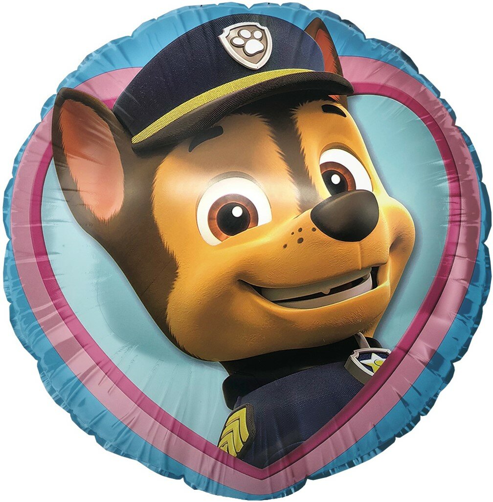 Шар (18'/46 см) Круг, Щенячий патруль, Гончик Чейз, 1 шт. в