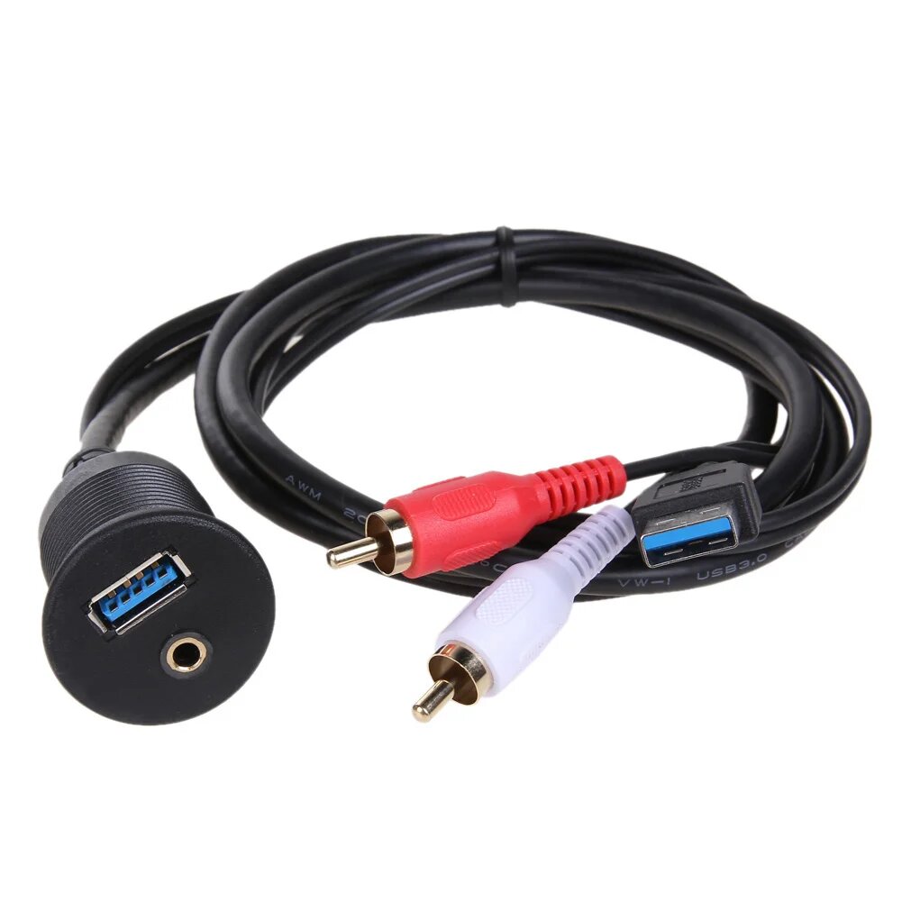 1 м Приборная панель автомобиля панель скрытого монтажа USB 3,0 3,5 мм AUX RCA удлинитель Скрытое крепление штекер-гнездо Кабель стайлинга автомобилей приборная панель
