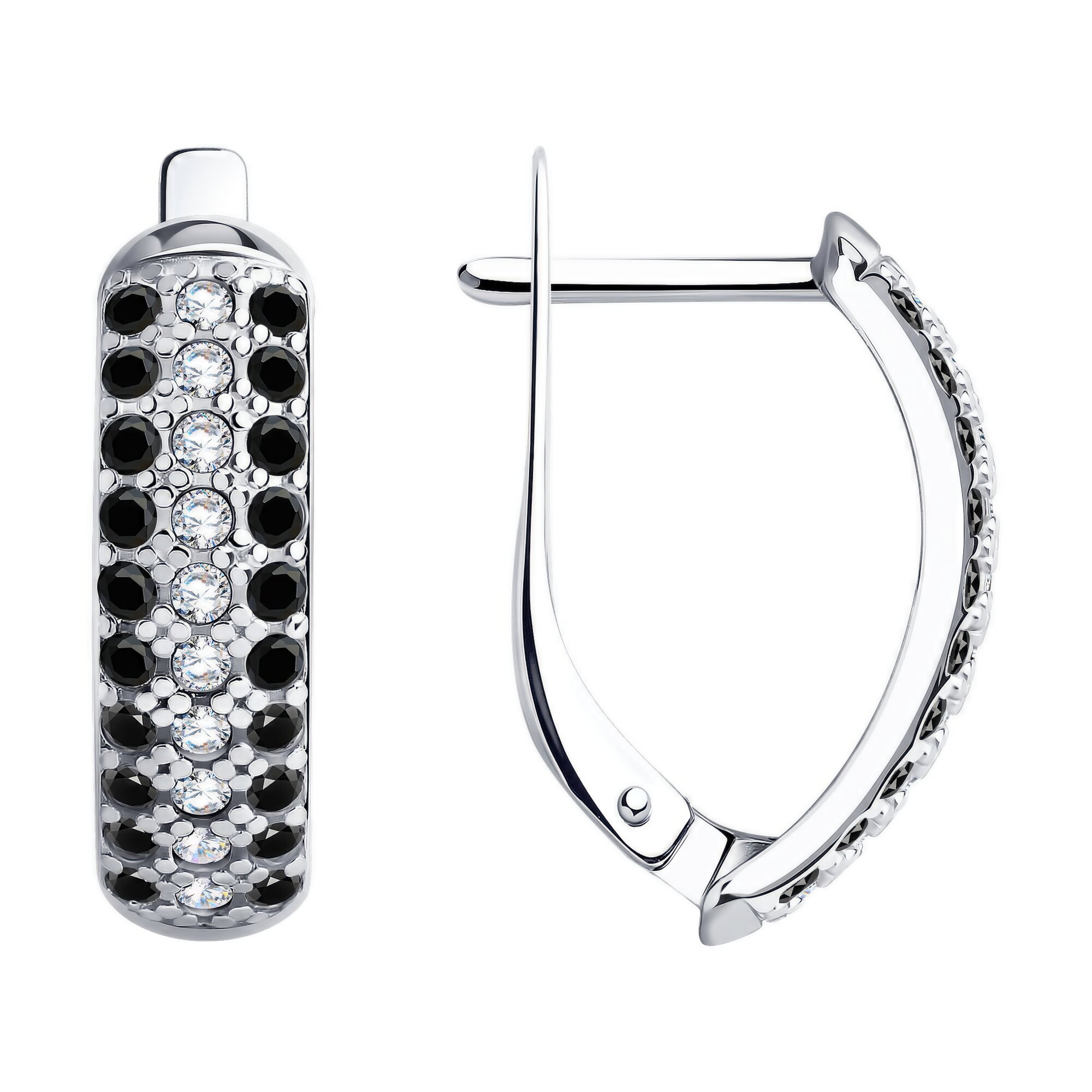 Серьги, серебро, 925 проба, родирование, фианит