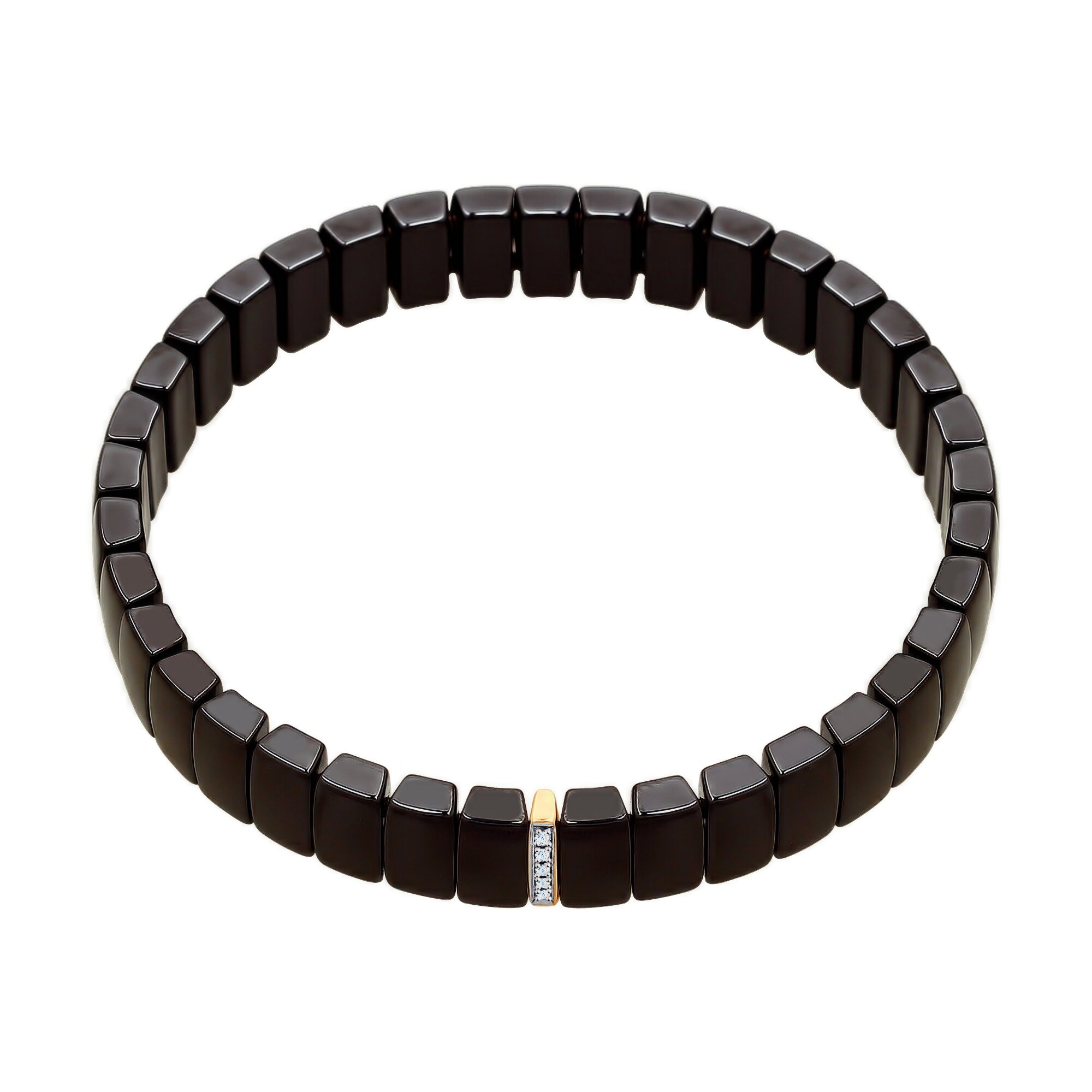 Браслет, красное золото, 585 проба, бриллиант, керамика