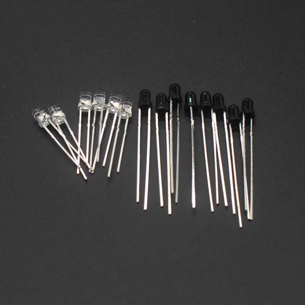 100 шт. 5 мм 940 нм ИК-светодиод в ассортименте Инфракрасный излучатель и ИК-приемник Диоды 5 мм 940 нм ИК-инфракрасный светодиодный диод Светодиодная лампа