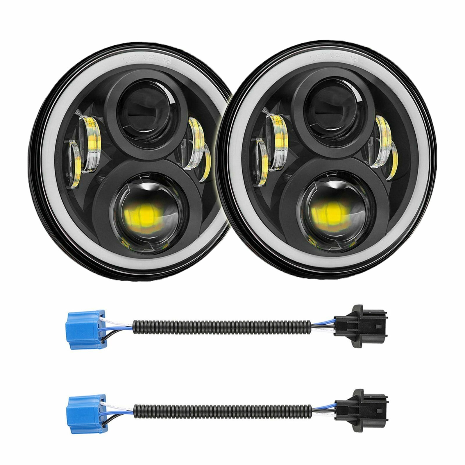 300-ваттная 7-дюймовая светодиодная фара halo RGB wrangler four eyes