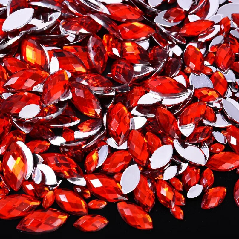 Красные акриловые стразы 7x15mm OLeeya 100шт