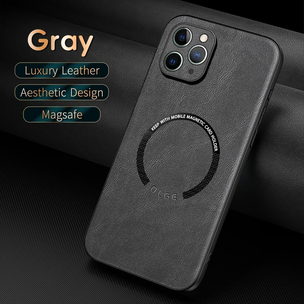 OLGE Роскошная кожаный MagSafe чехол для Apple iPhone 11 Pro Max (айфон 11 про макс)