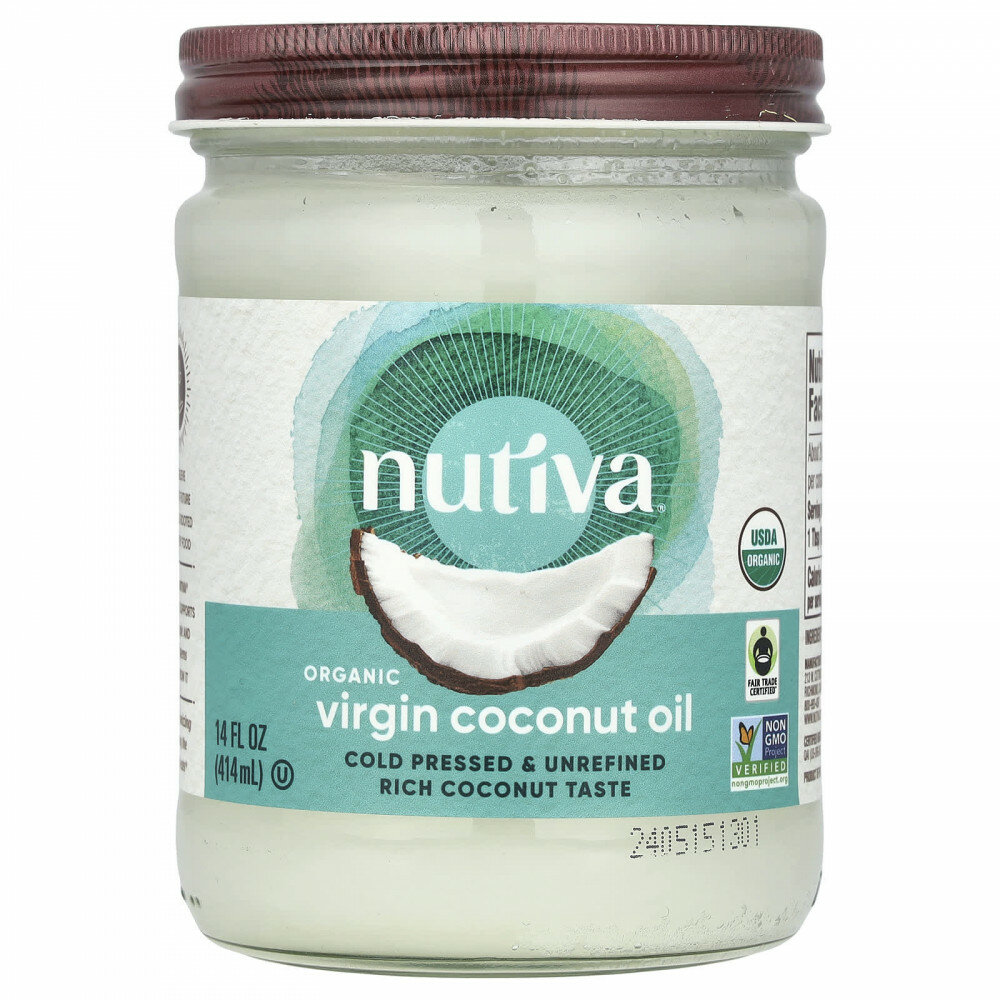 Nutiva, органическое кокосовое масло первого отжима, 414 мл (14 жидк. унций)