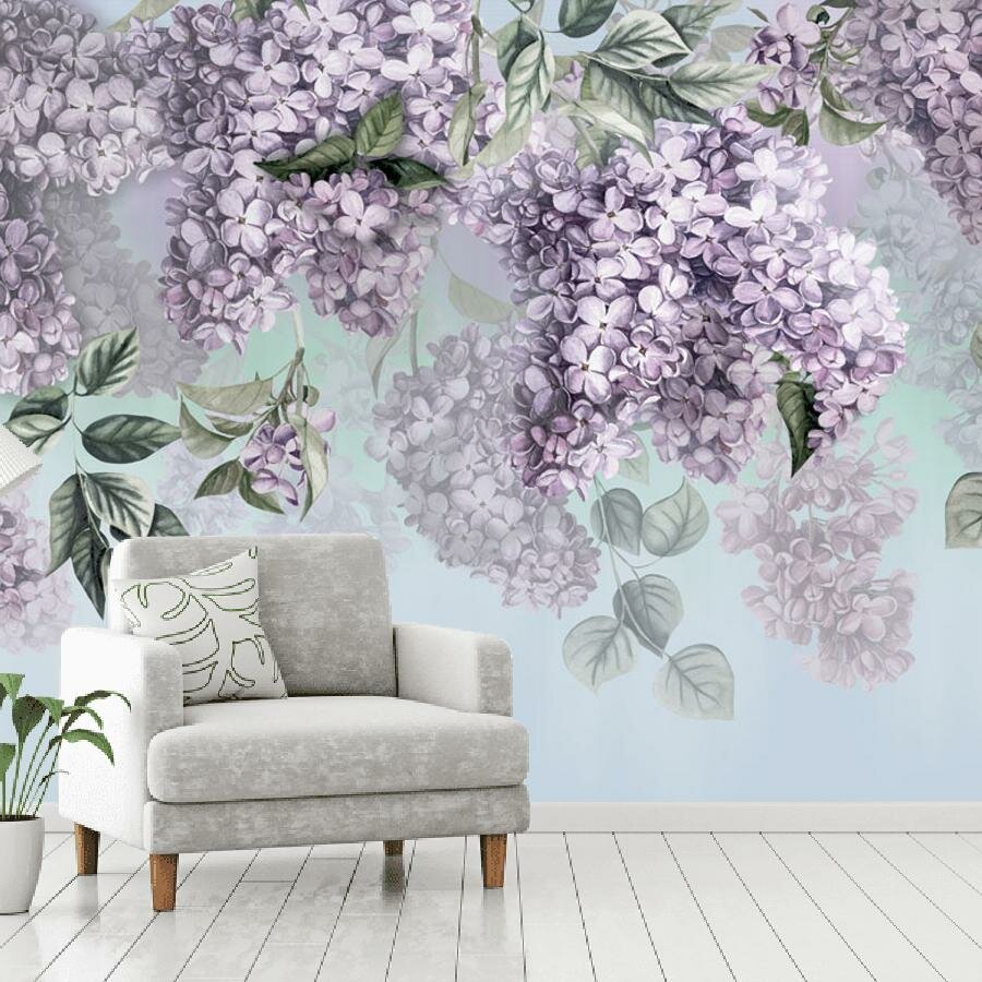 Фотообои Яркая сирень 13-130-S-Холст 270 x 200 см (ВхШ) Бесшовные, флизелиновые, влагостойкие обои MasterFresok