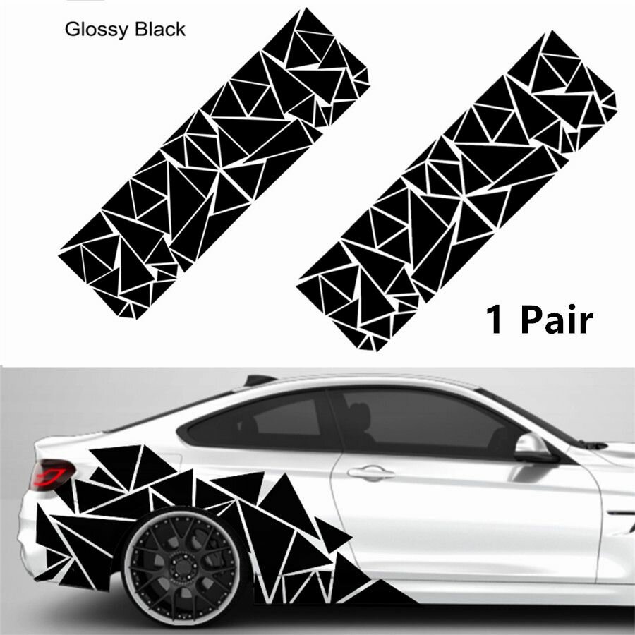 2x глянцевые черные наклейки для автомобилей и грузовиков, декор кузова, отделка, треугольный стиль