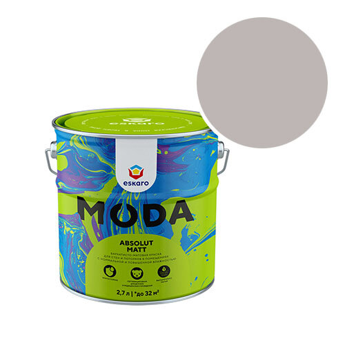 Краска моющаяся Eskaro Moda Absolut Matt RAL 7044 (Серый шелк - Silk grey) 2,7 л
