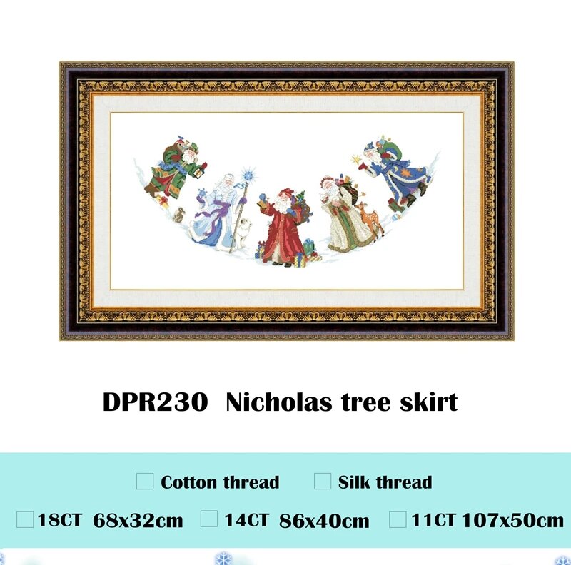 Набор для вышивки крестиком с юбкой и изображением Николая елка, зимняя фотография, 14 карат, 11 карат, вышивка на холсте без рисунка, рукоделие, Украшение стен