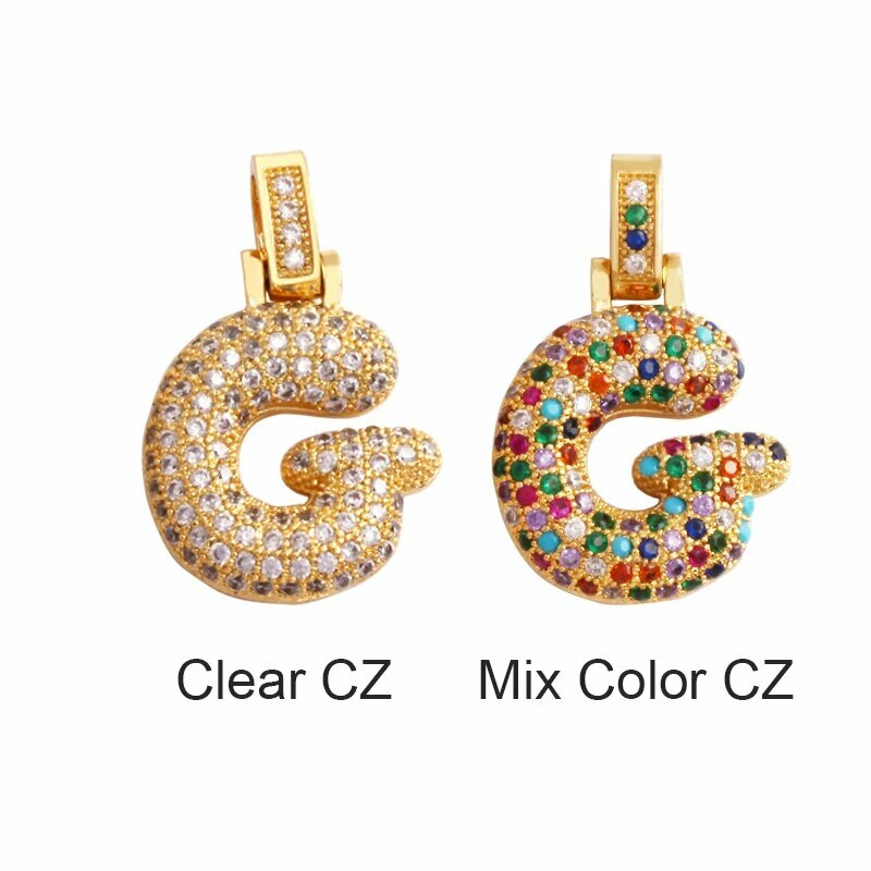 Позолоченный шарм Letter G с цирконами Clear CZ