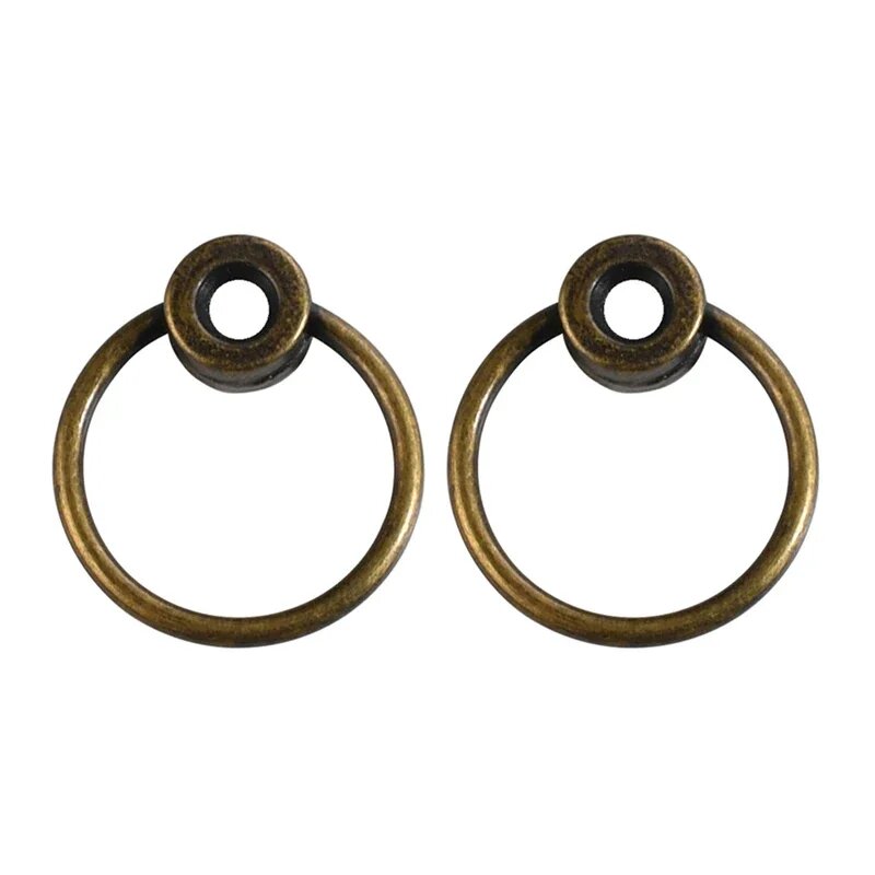 2 шт. дверная ручка для мебели, ручка для деревянной коробки для ювелирных изделий, античная бронза/серебро, ручка для разделочной доски, цинковый сплав, кольцевая фурнитура