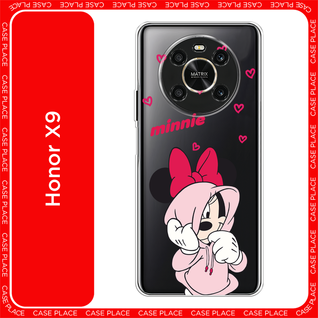 Чехол на Honor X9 4G/Magic4 Lite 4G / Хонор X9 4G/Мэджик 4 Лайт 4G с принтом Минни в худи, прозрачный