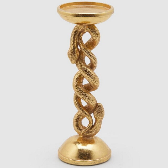 Металлический подсвечник для 1 свечи Graceful Snake 25 см золотой, EDG, 714814-01