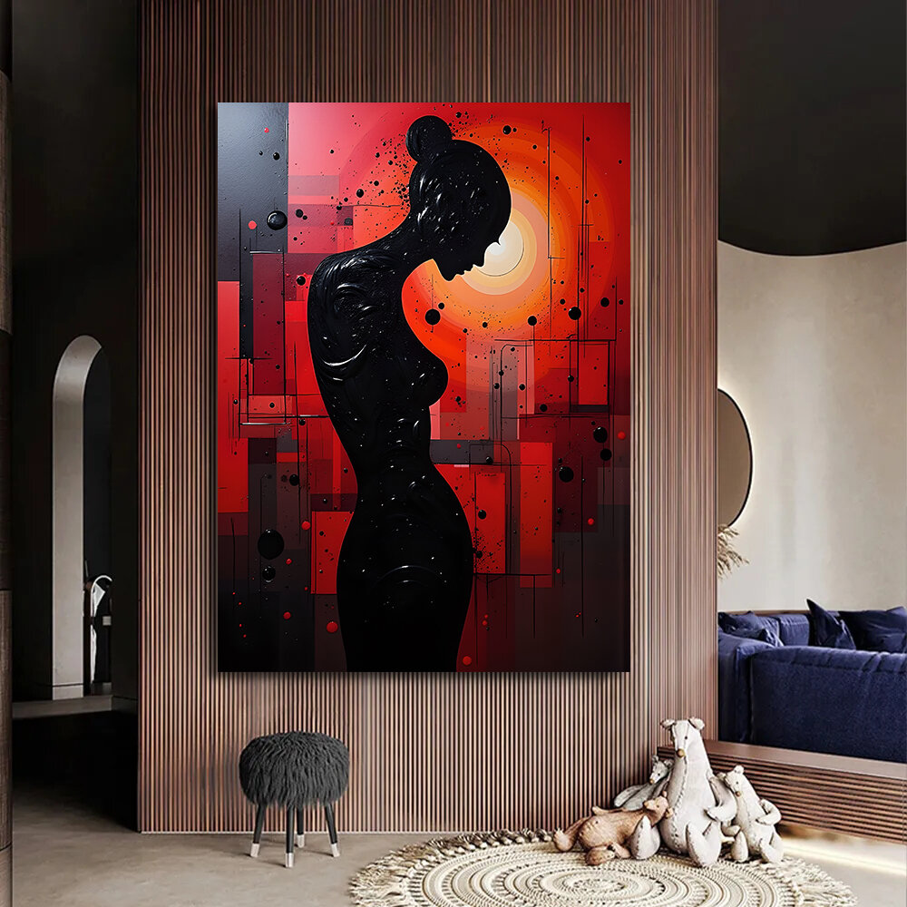ПОП АРТ / силуэт девушки, яркая картина на стену / в гостинную, 40х60 см.
