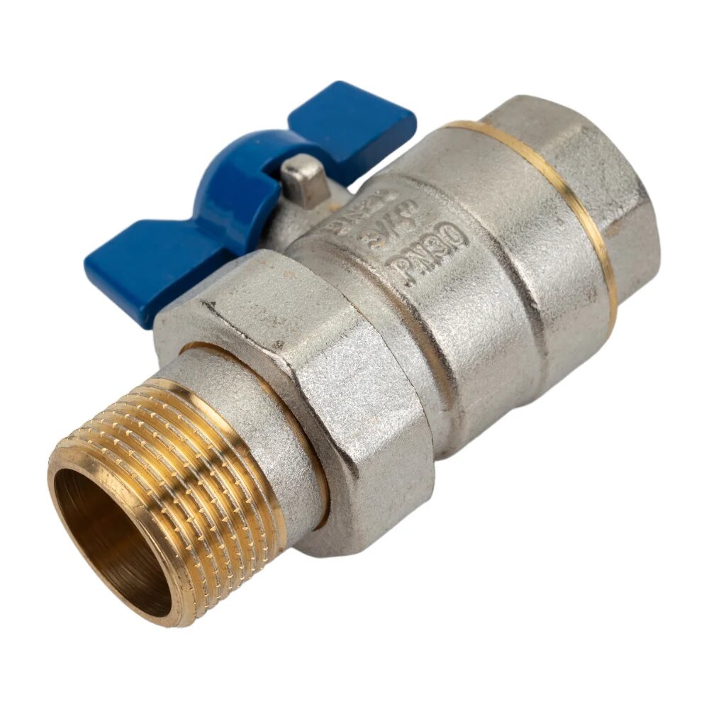 Шаровой кран с американкой RM -L 3/4 никелированный, бабочка Ду20 Ру30 НК 11Б27п1 RML-34FFLA