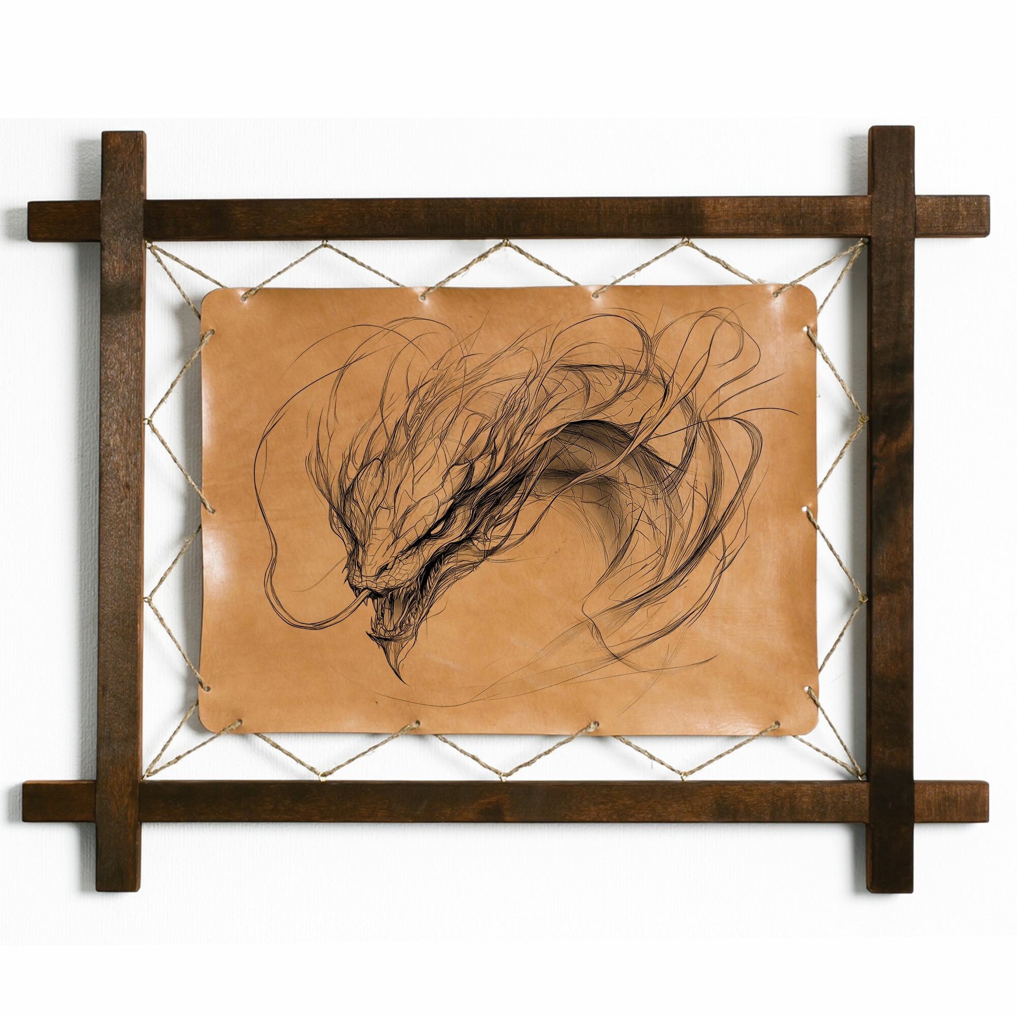 Картина интерьерная из кожи "Змея №1", BoomGift