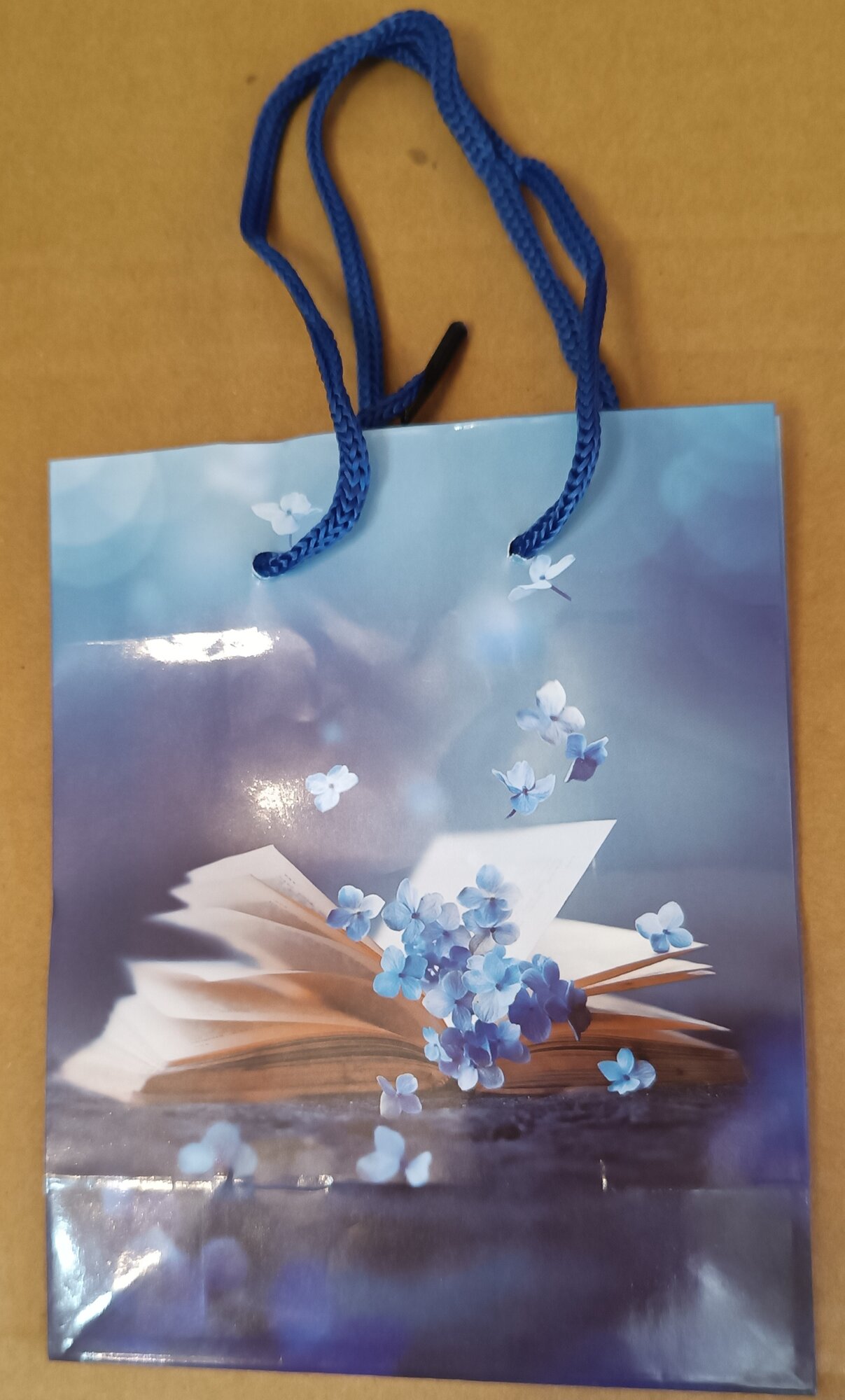 Пакет подарочный с глянцевый ламинацией, 11,5*14,5 *6,"книга с цветами", в упаковке 10 штук