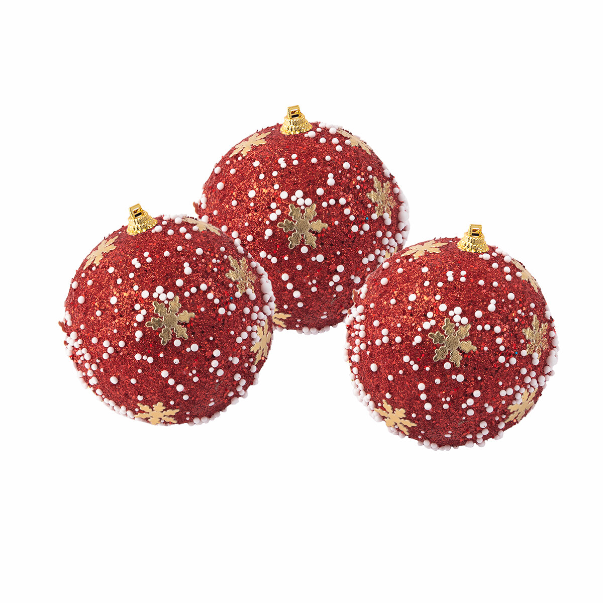 SNOWEEKON SNW-A144-PM50 Набор елочных игрушек Шар диаметром 8 см, 3 шт, №02 красный, белый