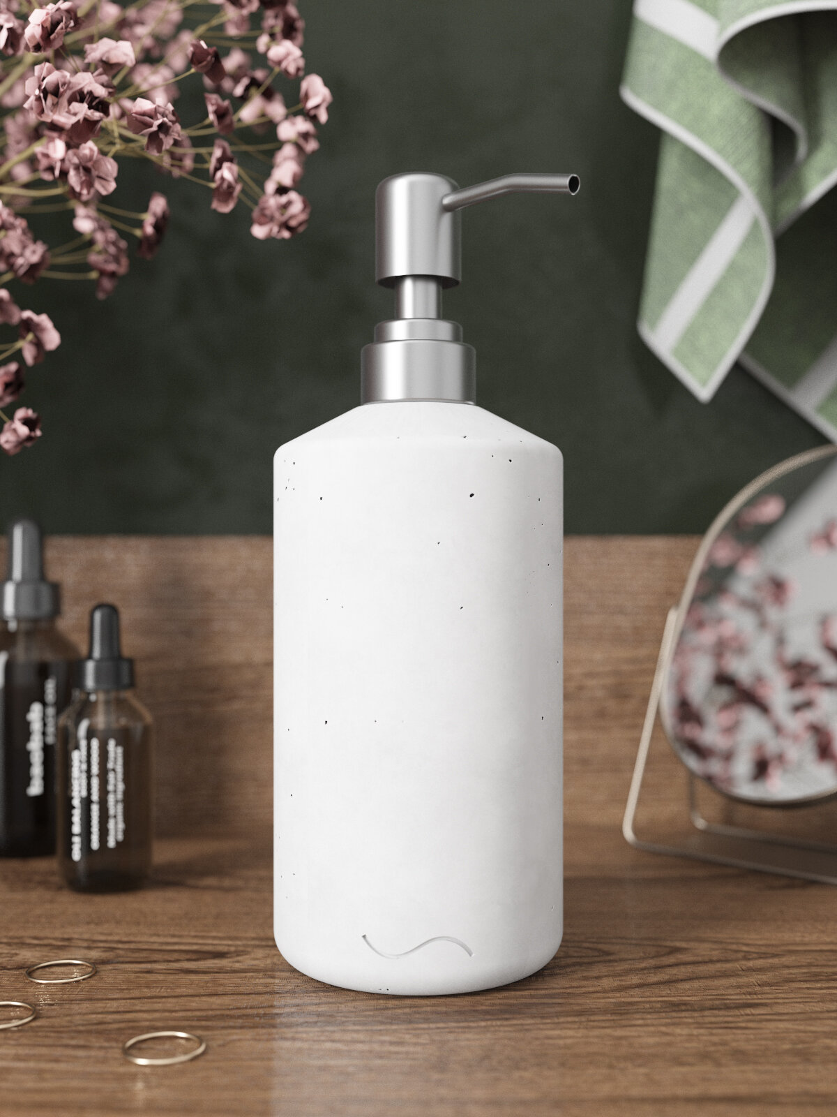 Дозатор для жидкого мыла Astrid Slim с металлической помпой, 250 мл бетон матовый белый