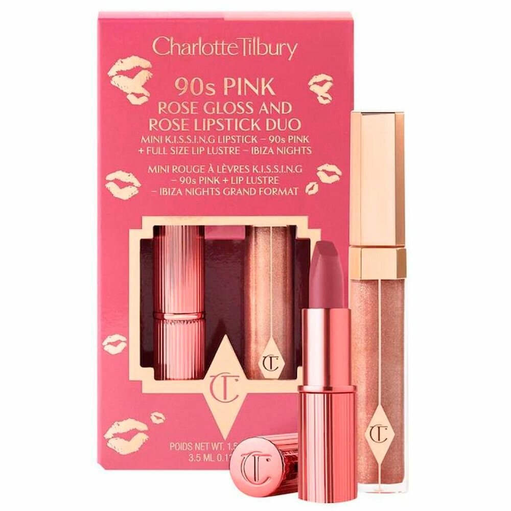 Charlotte Tilbury Набор косметики для губ помада (1,5 г) + блеск (3,5 г) 90s PINK ROSE GLOSS & LIPSTICK DUO