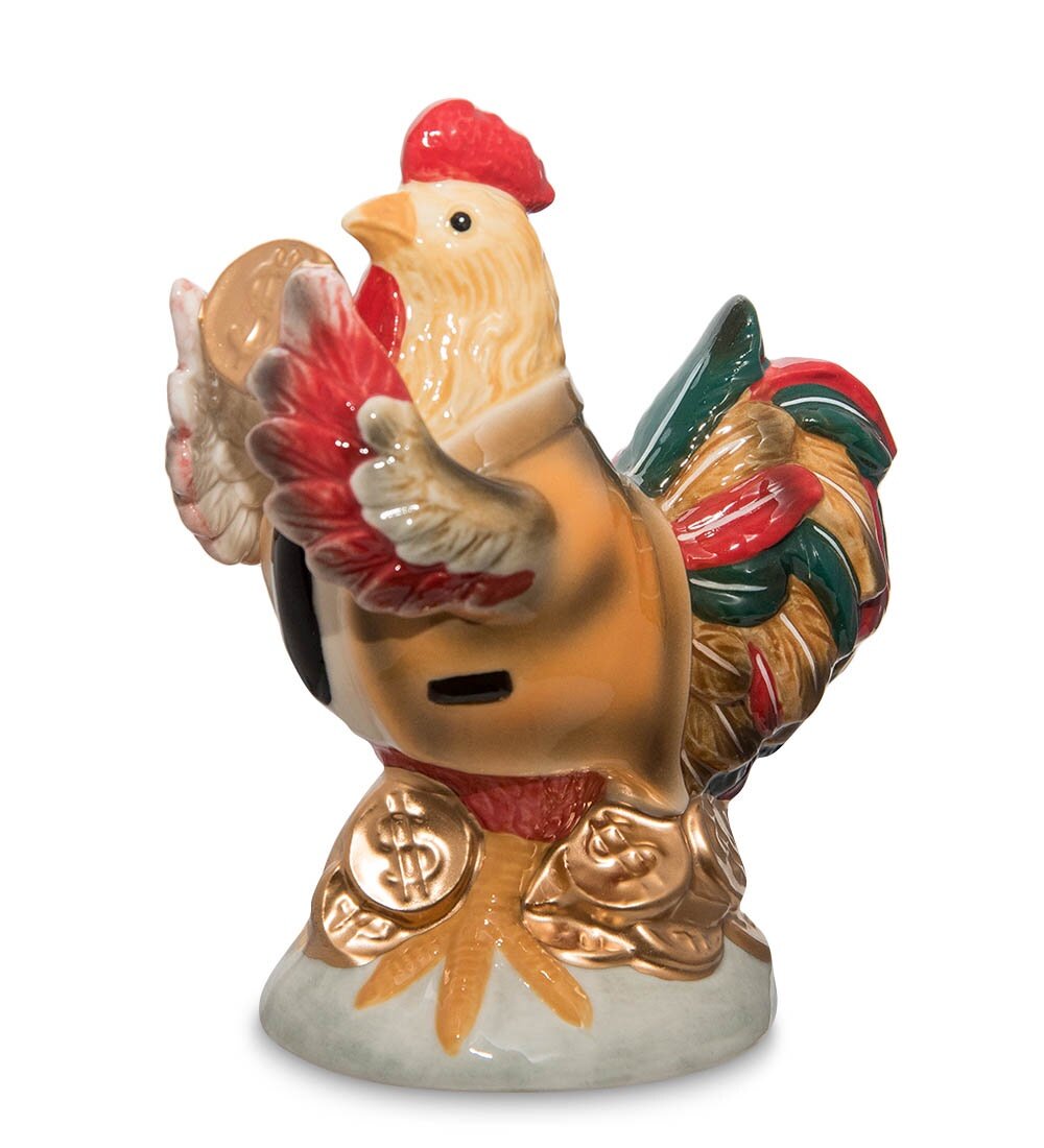 Статуэтка Pavone Петух с монетой на удачу