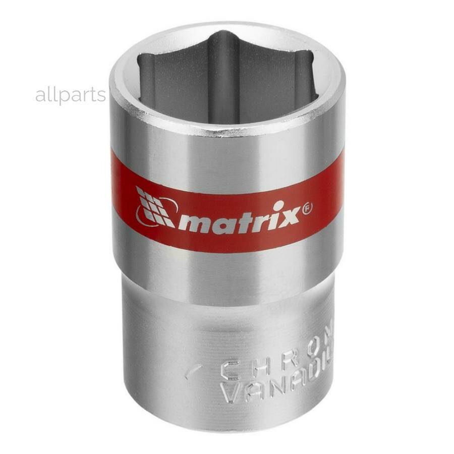 MATRIX 13118 Головка торцевая, 18 мм, 6-гранная, CrV, под квадрат 1/2, хромированная MATRIX 13118