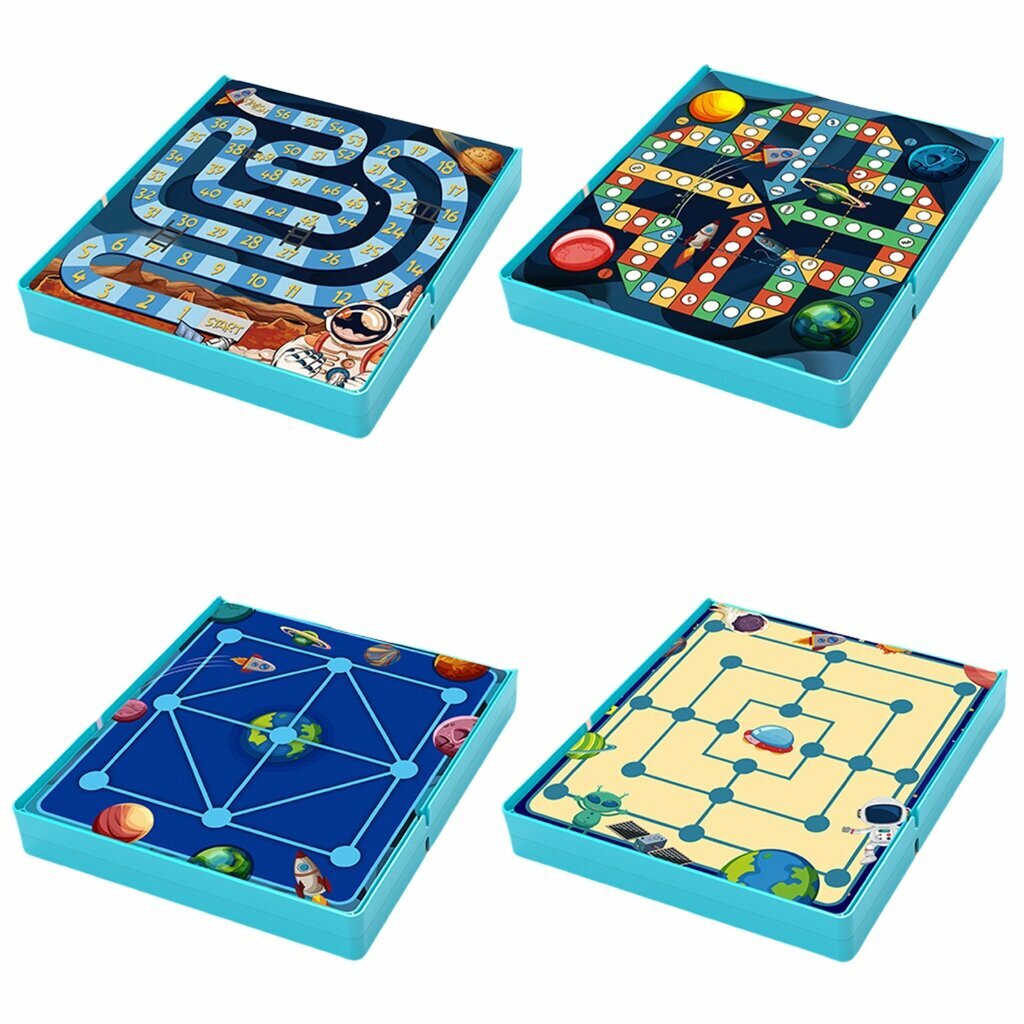 Настольная игра, Игровая доска для двух игроков, интерактивная игра для родителей и детей, настольная игра 4 в 1 - синяя, 1 набор