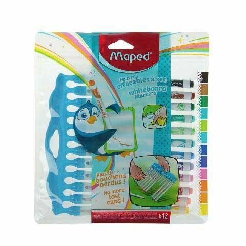 Фломастеры Maped маркеры для доски, 12 цветов, Peps Innovation, в пластиковом футляре (741845)