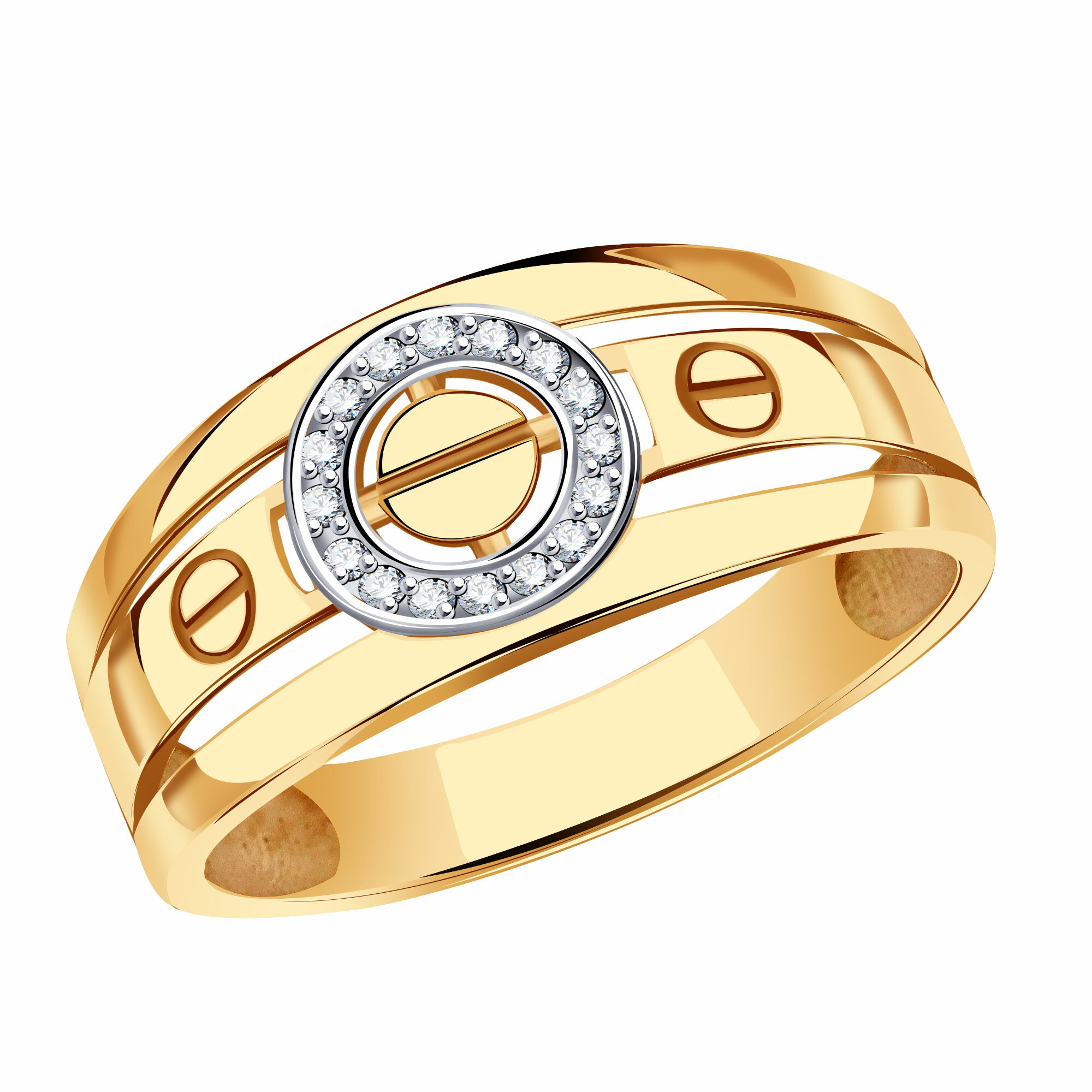 Кольцо Diamant online, красное золото, 585 проба, фианит