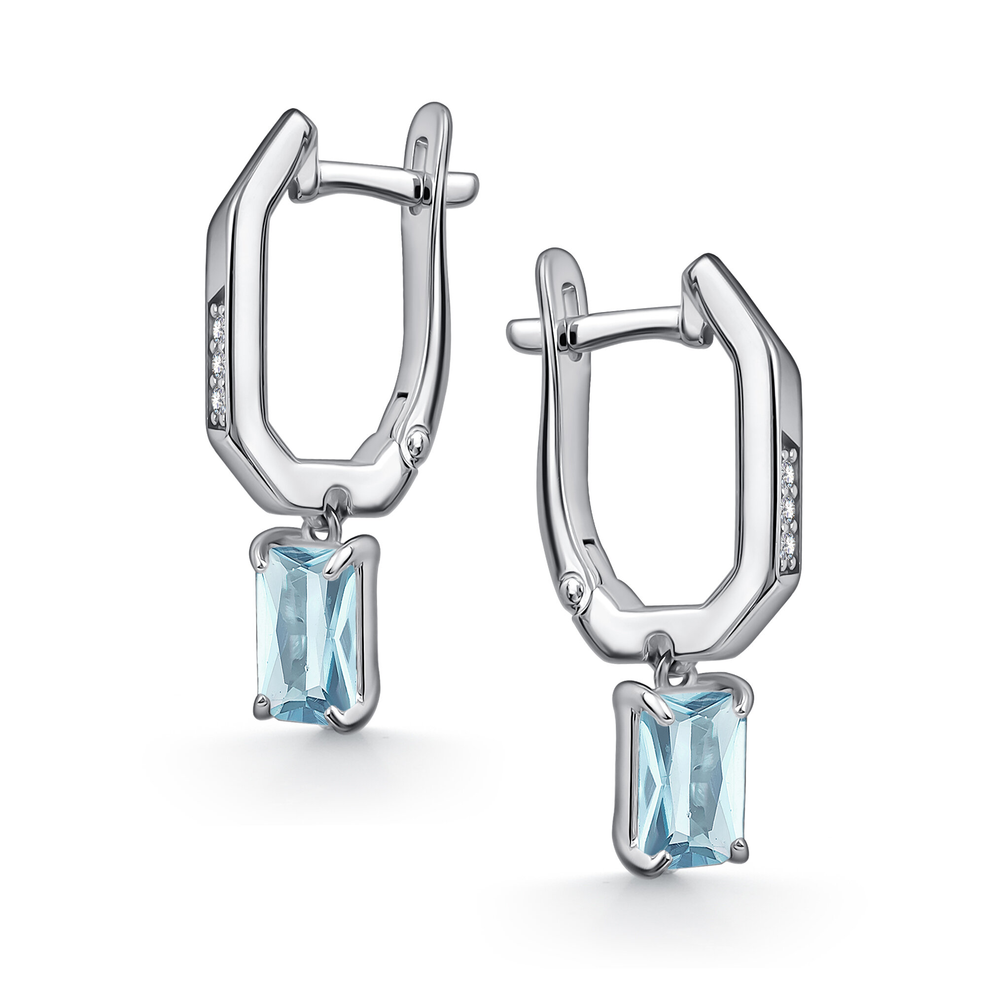 Серьги, серебро, 925 проба, родирование, фианит, топаз