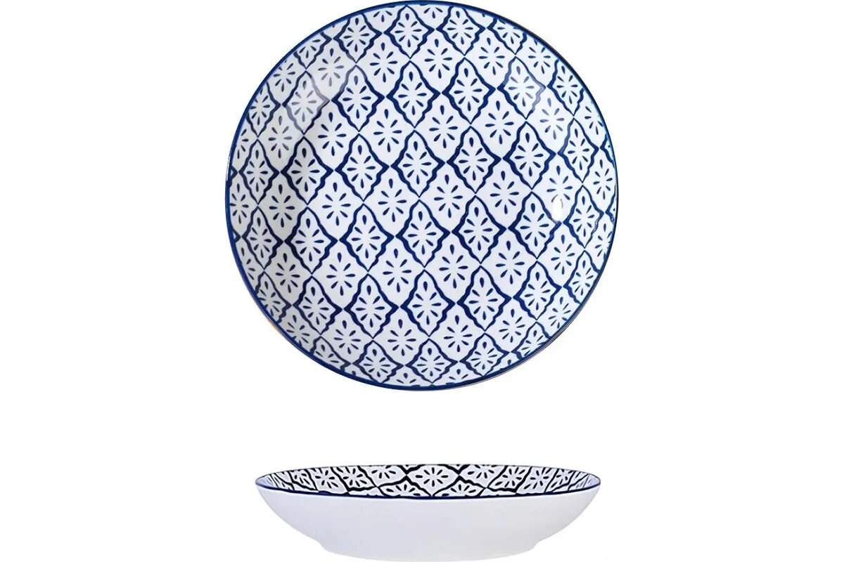 Homium Kitchen Japanese Collection Очарование тарелка синяя/белая, диаметр 20 см