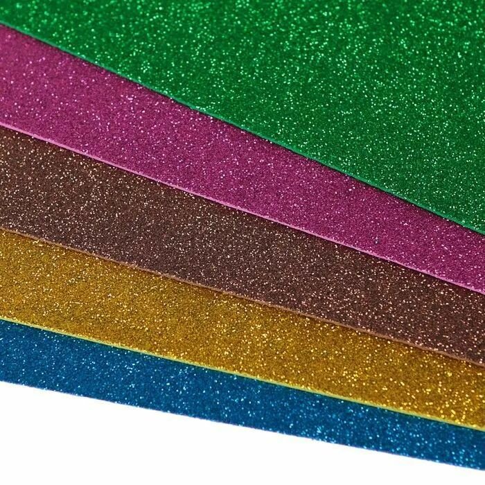 Фоамиран deVENTE С блестками, А4, 5 листов, 5 цветов