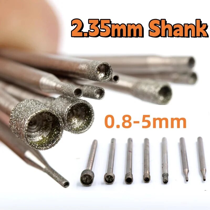 Алмазное сверло 2,35 мм, хвостовик, вогнутые заусенцы, игла для полировки, абразив 2.35x5mm-10pcs