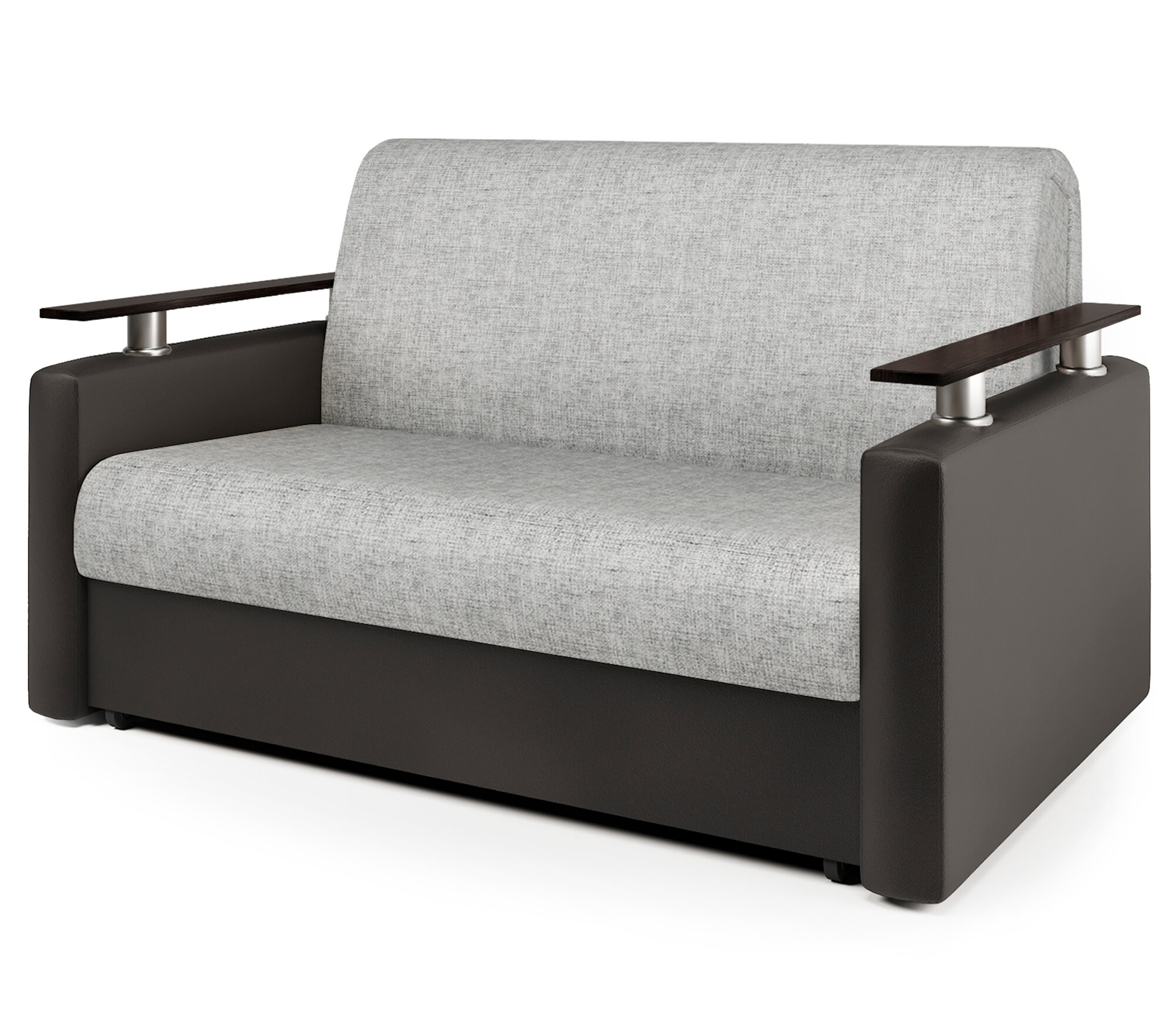 Диван-кровать Шарм-Дизайн Шарм 160х194 см, диван раскладной, аккордеон, прямой, экокожа шоколад и серый шенилл