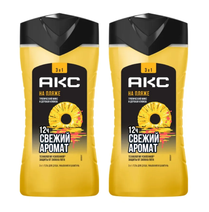 Гель для душа AКС На пляже тропический микс и клюква 250 мл х 2 шт