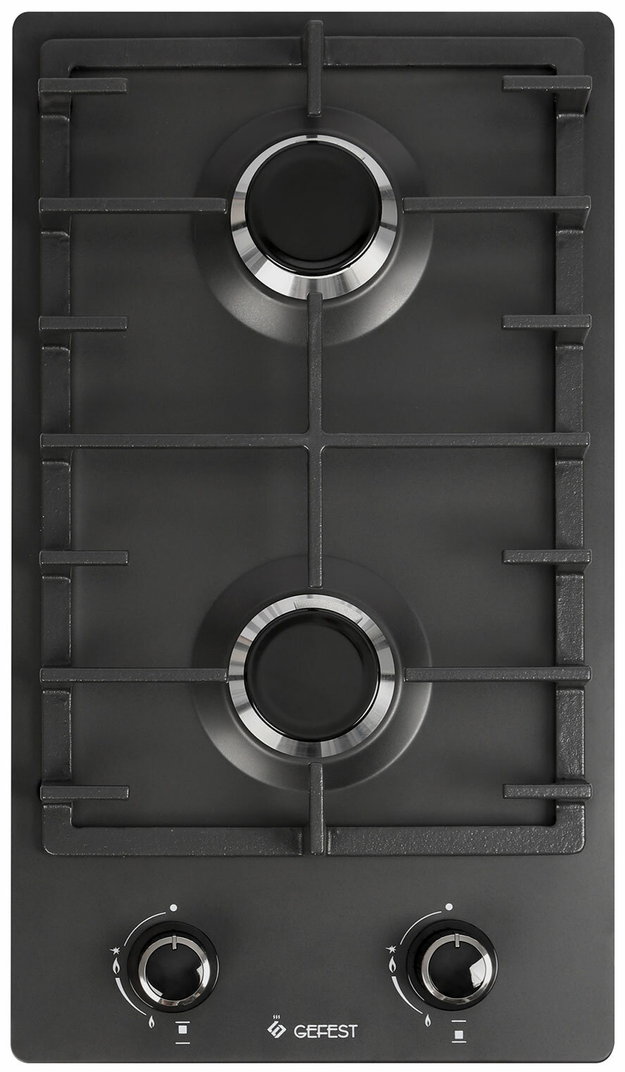 Газовая варочная панель Gefest ПВГ 1002 К2 30 см, 2 конфорки электроподжиг газконтроль, черный