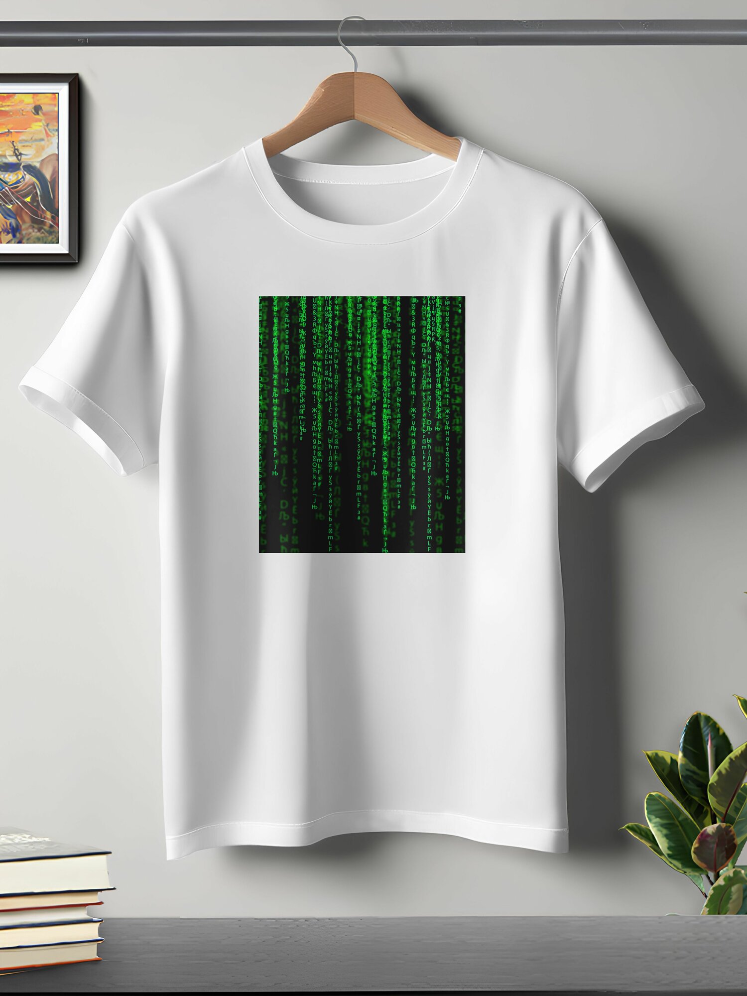 Футболка  Детская ONEQ 110 (5-6) размер с принтом Матрица, белая