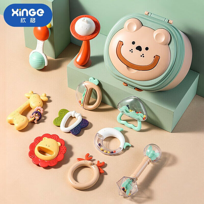 Xinge Baby Rattle Toys, 0-1 Year Old Newborn Infant Soothing, Grasping Training, Teether Rattle, 10 Pieces, Birthday Gift