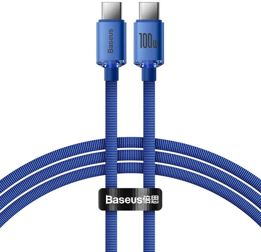 Кабель Baseus Crystal Shine Series Fast Charging Data Cable Type-C to Type-C 100W 1.2m Blue