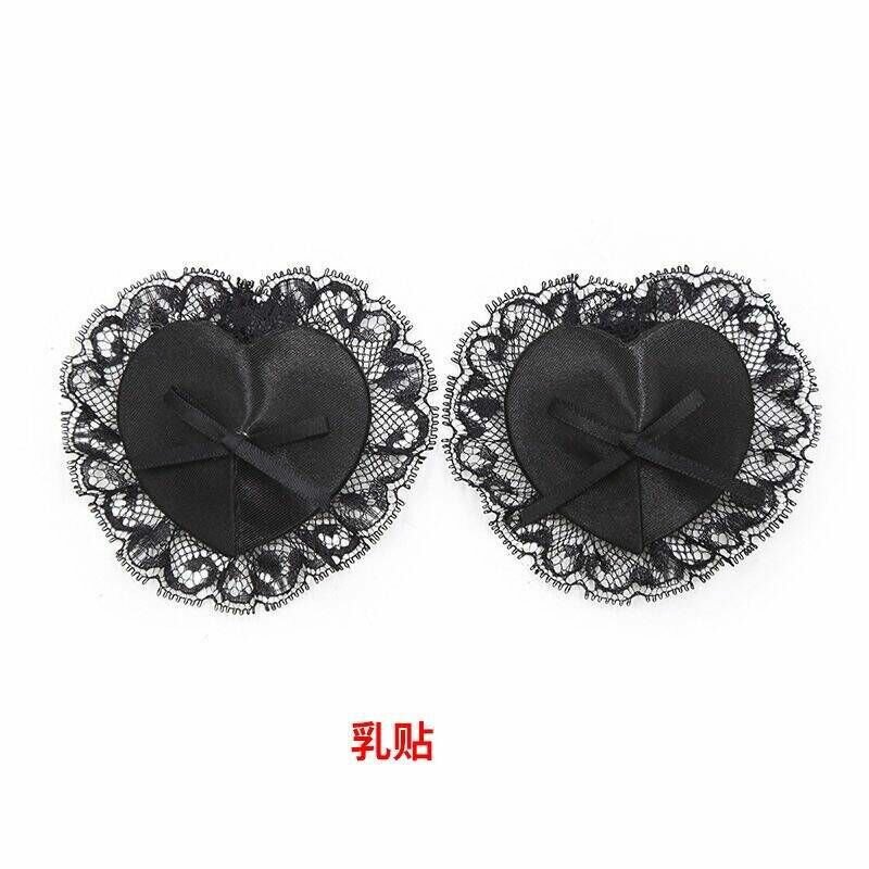 Сексуальный костюм "Черное сердечко с любовью", с наручниками, ошейником, браслетом