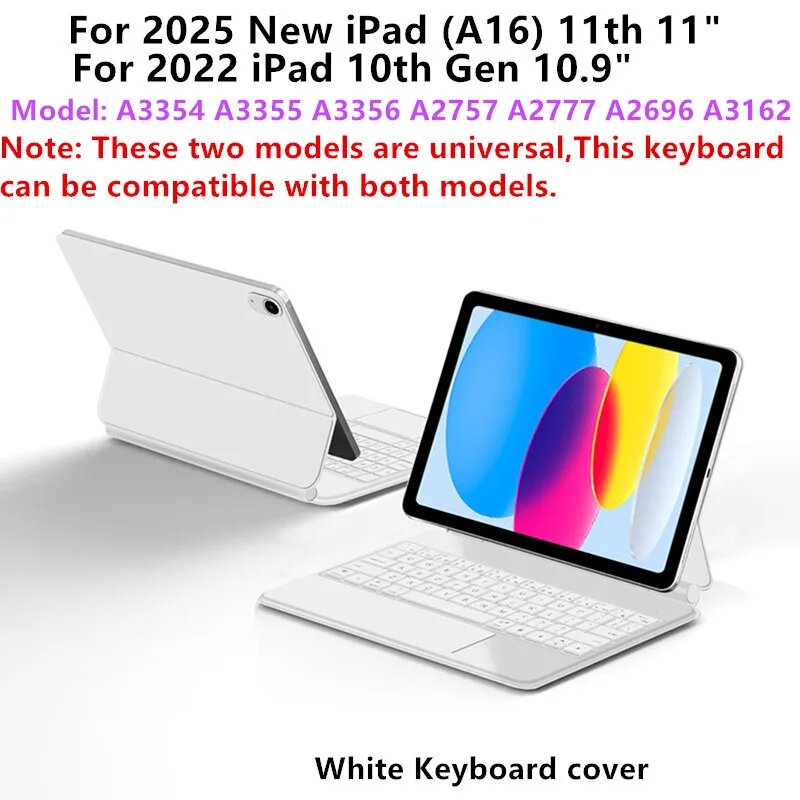 HUWEI Волшебная клавиатура для iPad A16 11 дюймов Korean-English, White Keyboard